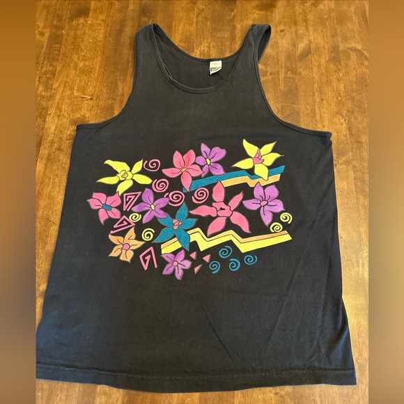 Jantzen | Shirts | Vintage Neon 8s 90s Tank Top Floral Electric Beach ...